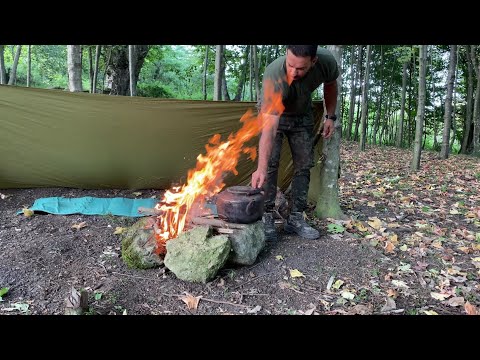 Bushcraft Camping In The Highest Place Of The Forest Along With Eating ...