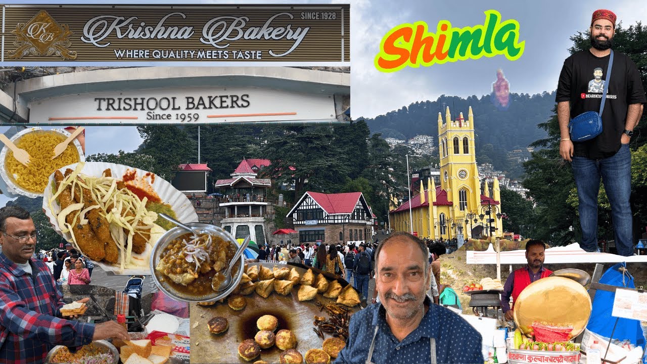 Shimla Street Food 🔥 Mall Road: Kurkej, Momos, Pastries, Chole Kulche ...