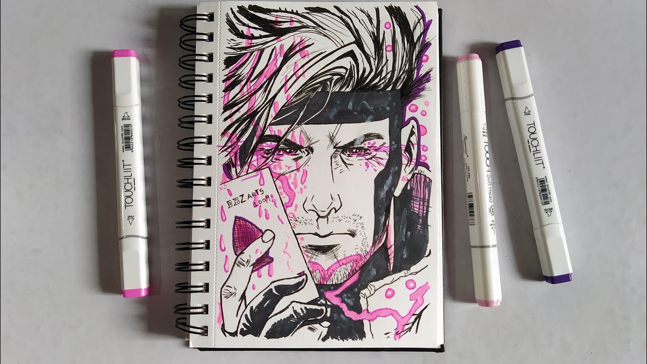 GAMBIT DRAWING (FROM X-MEN) (MARVEL COMICS) - YouTube
