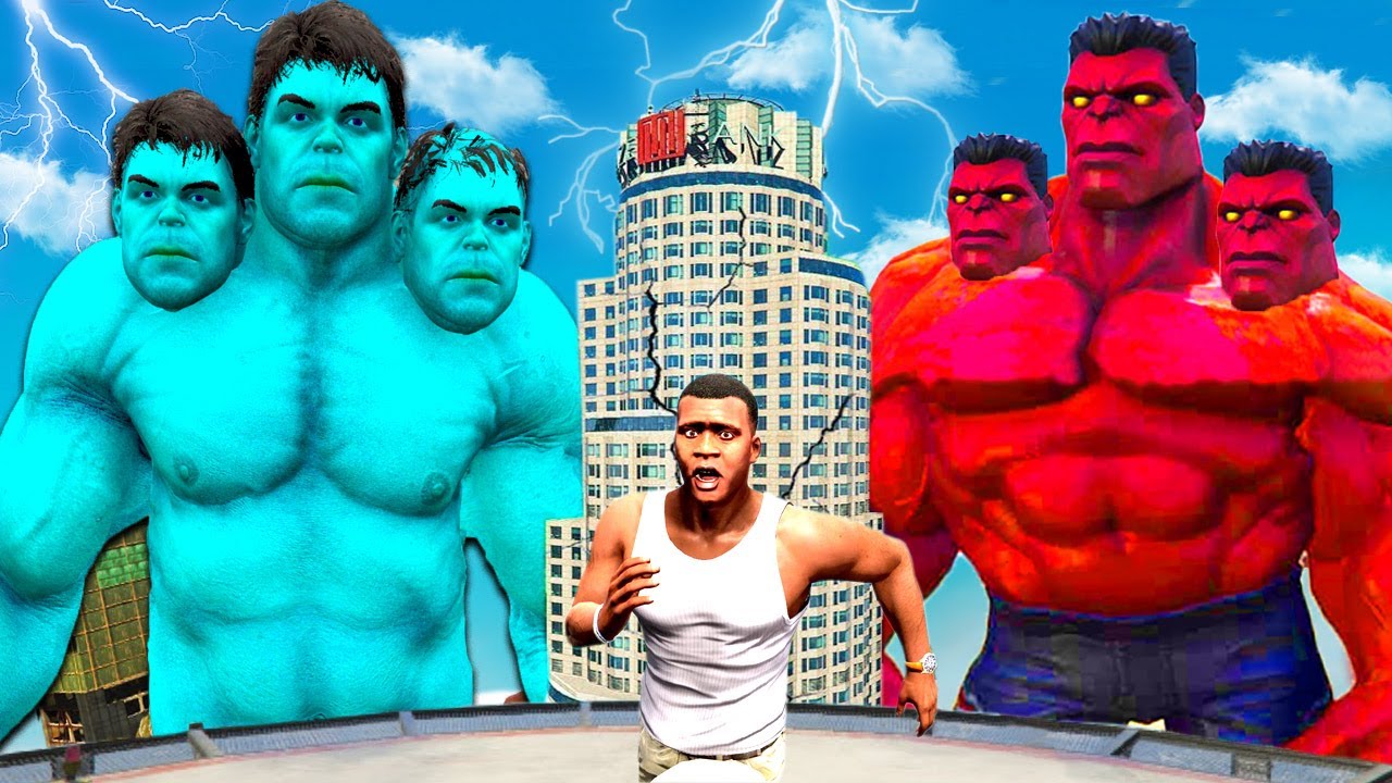 GIANT ICE HULK Vs 3 HEAD LAVA HULK 😱 IN GTA5 | GTA5 AVENGERS - YouTube