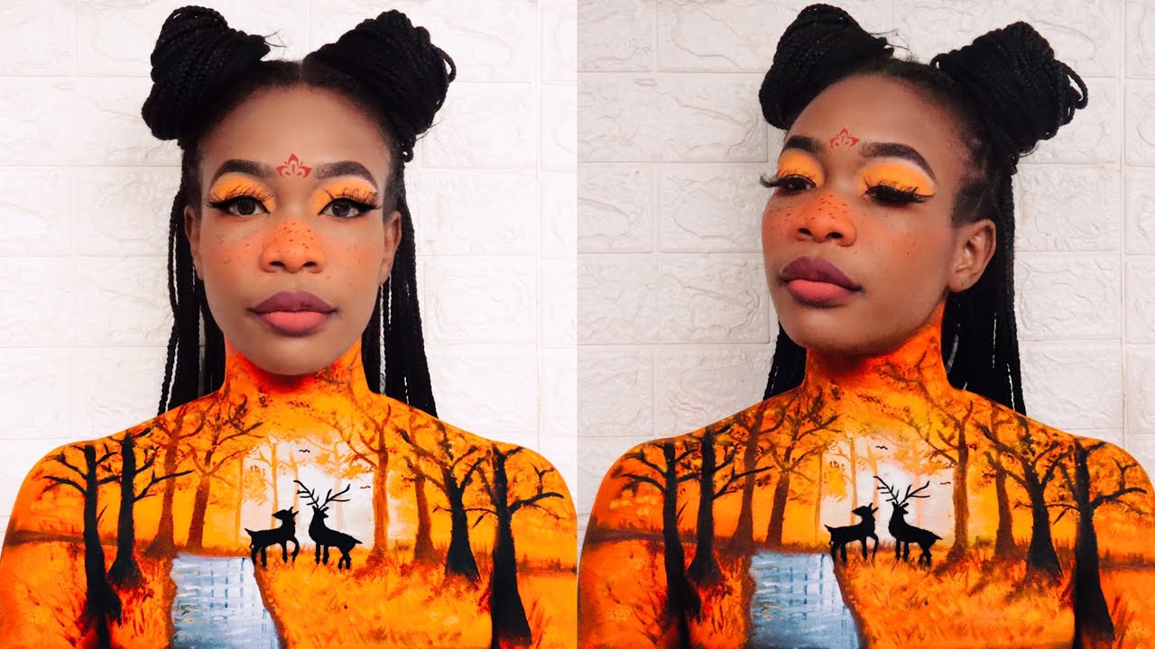 AUTUMN FOREST BODY PAINTING - YouTube