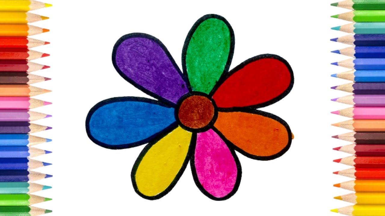 How to draw a colorful flower - YouTube