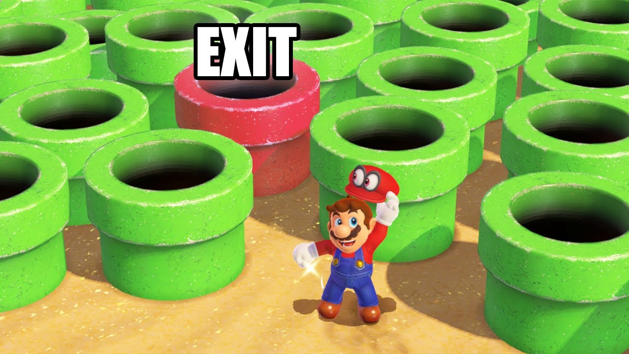 100 Mystery Pipes But Only One Lets MARIO Escape (Super Mario Odyssey ...