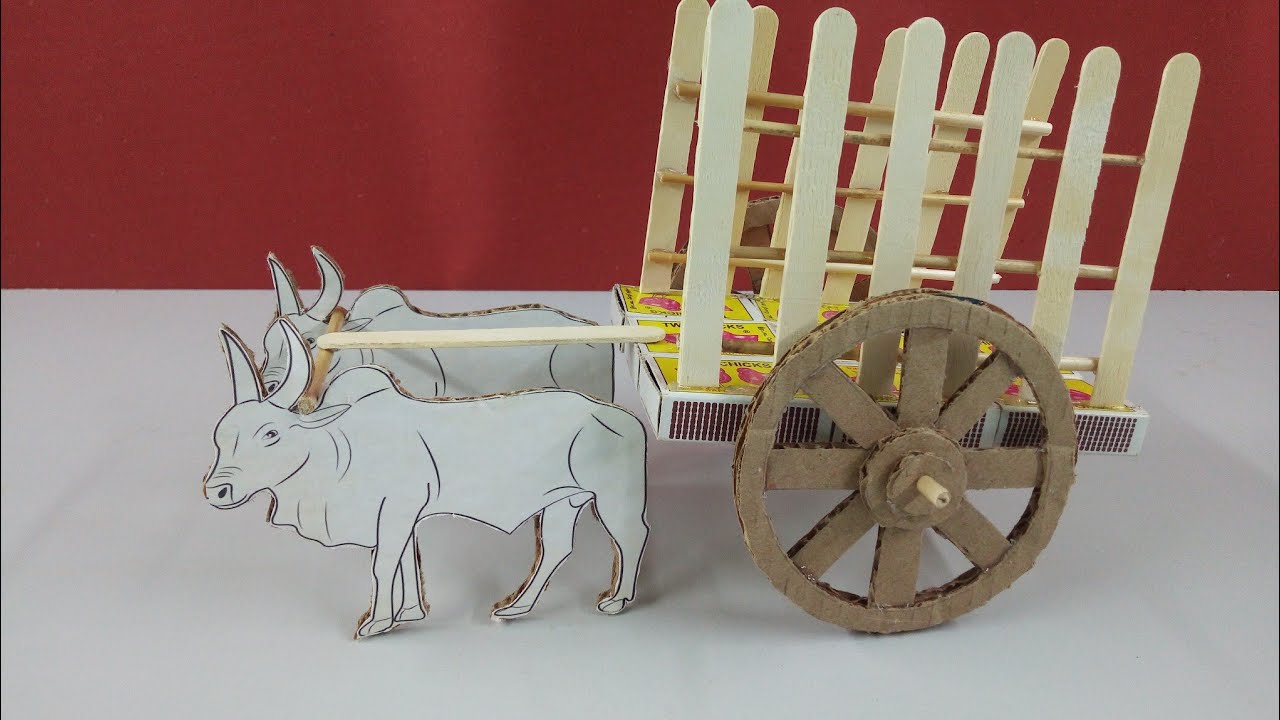 How to make Beautiful Bullock Cart with Matchbox, crafts, Xperiments ...