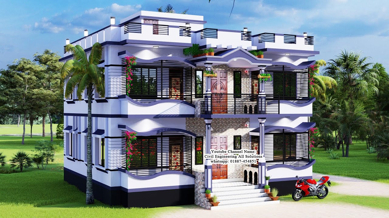 ৪ বেডরুমের বাড়ির ডিজাইন ও খরচ। দোতলা বাড়ির ডিজাইন। 4 bedroom house ...