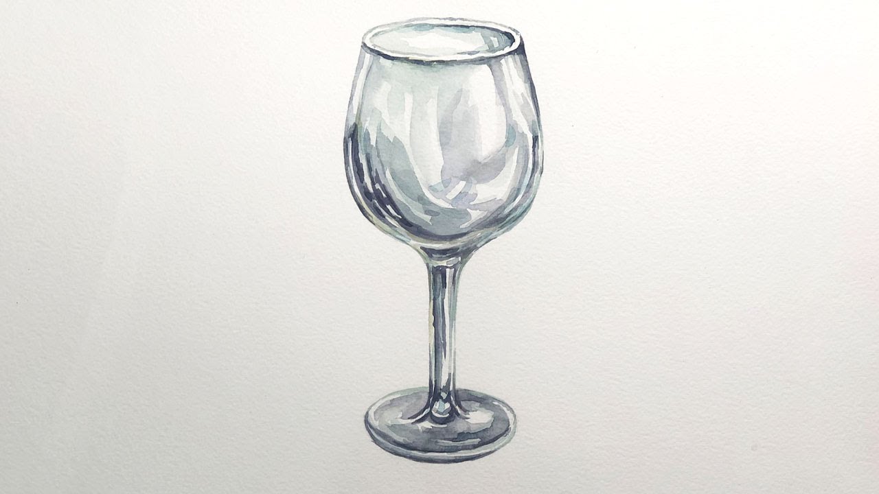 초보를 위한 와인잔 그리기, Wine Glass Watercolor Tutorial for Begginers - YouTube