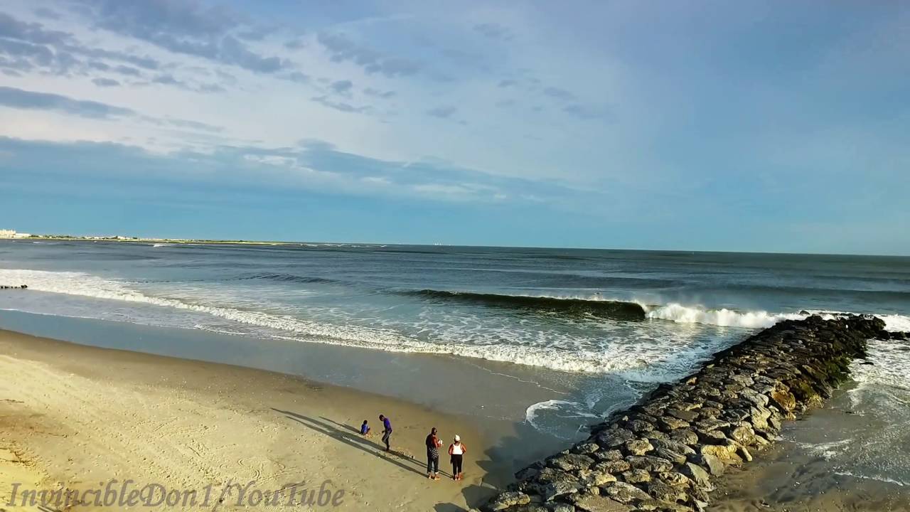 2k Drone flight at Far Rockaway Beach with the family and a surfer ...