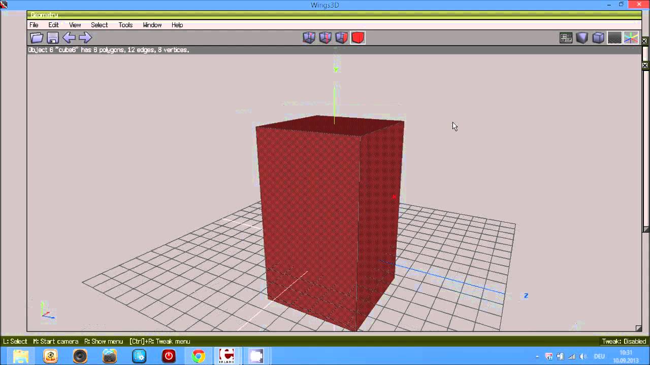 Wings3D - Anleitung - Basic 19 - Ändern von Größen am Objekt - YouTube