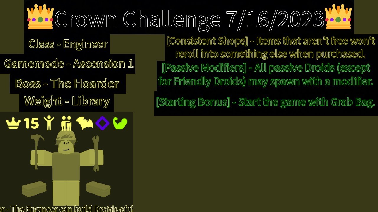 Crown Challenge 7/16/2023 - Randomly Generated Droids - YouTube