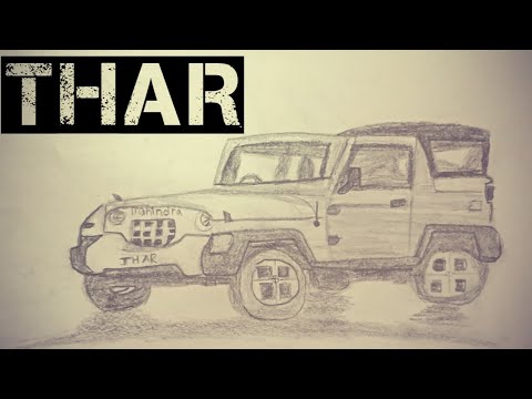pencil sketch Thar jeep - YouTube