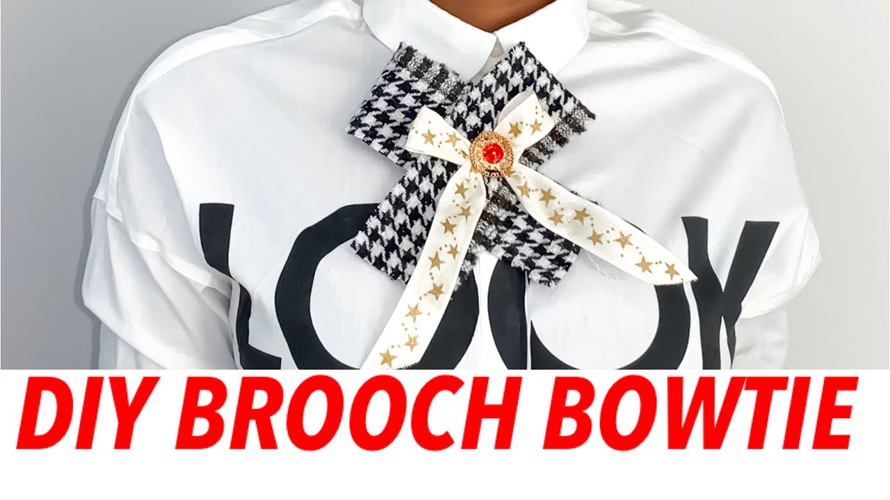 How to make a brooch bow tie for women/ DIY jabot tie - YouTube