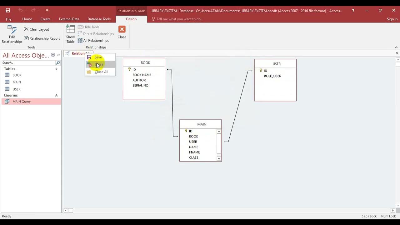 Library Project Part A in Ms Access 2016 - YouTube