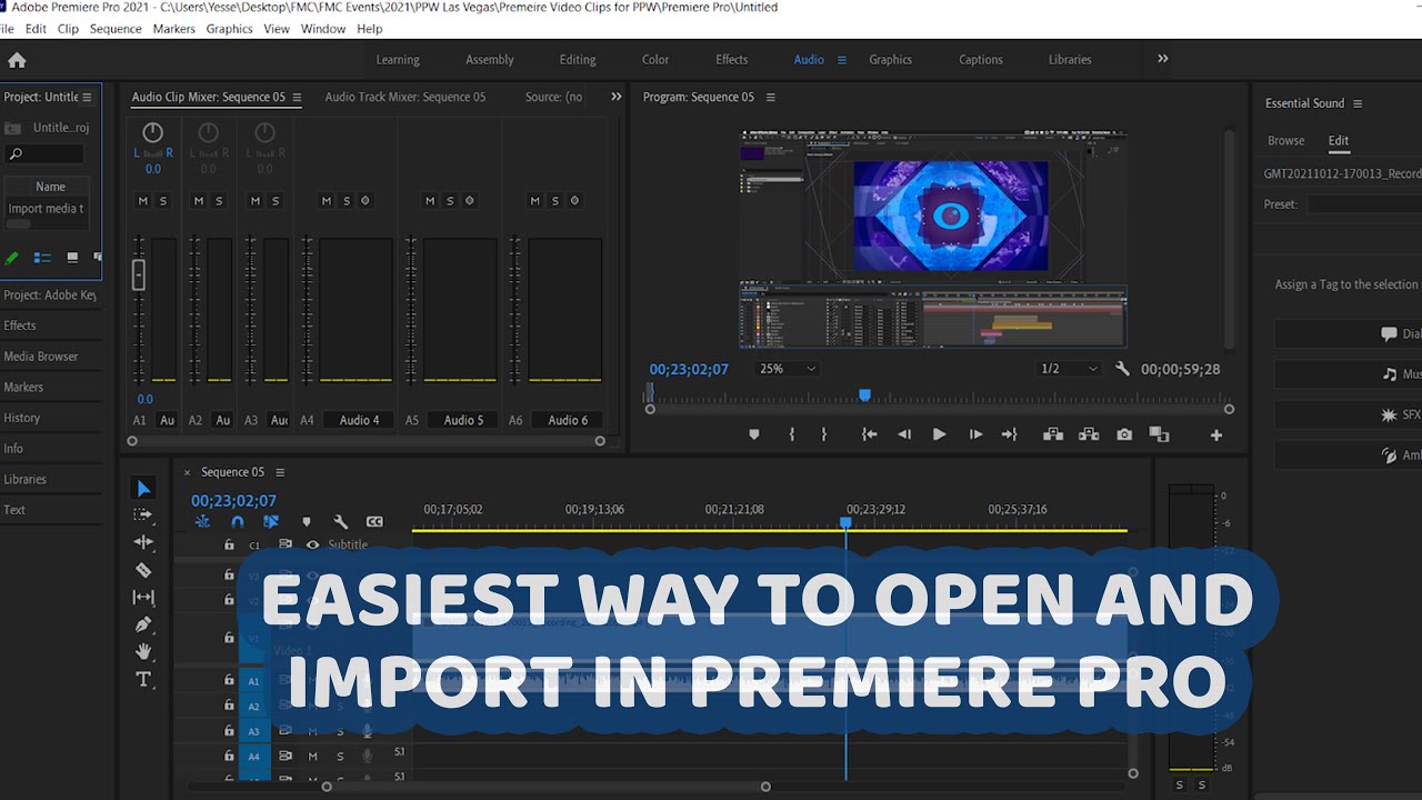 PREMIERE PRO 2023: Easy and Faster way to open and Import Videos in ...