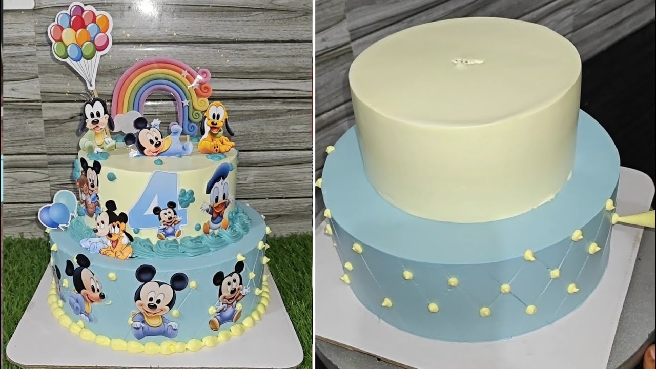 2 kg cake | 2 tier cake design | micky mouse cake decorating ideas ...