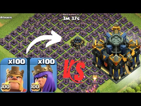100 MAX KING & QUEEN vs FULL BASE CANNONS - Clash Of Clans #coc - YouTube