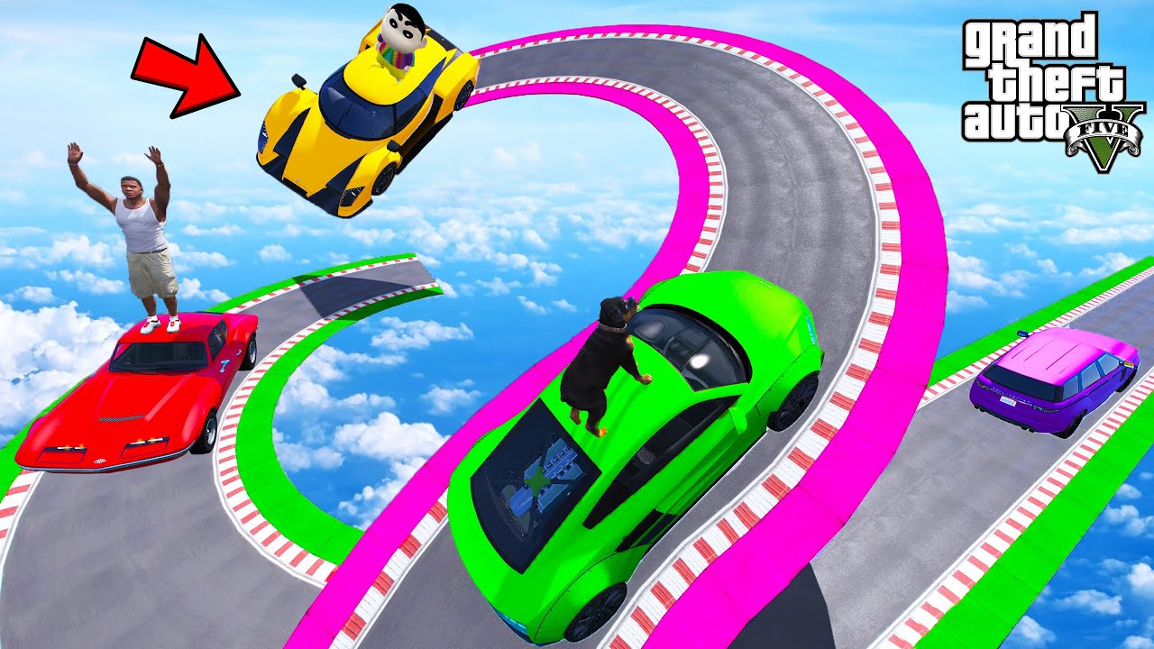 FRANKLIN TRIED CURVY STEEP SLOPE TRACK PARKOUR RAMP CHALLENGE GTA 5 ...