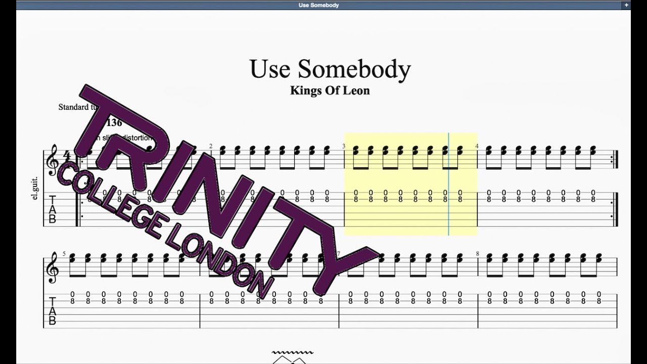 Use Somebody (2012 Syllabus) Trinity Grade 4 Guitar - YouTube