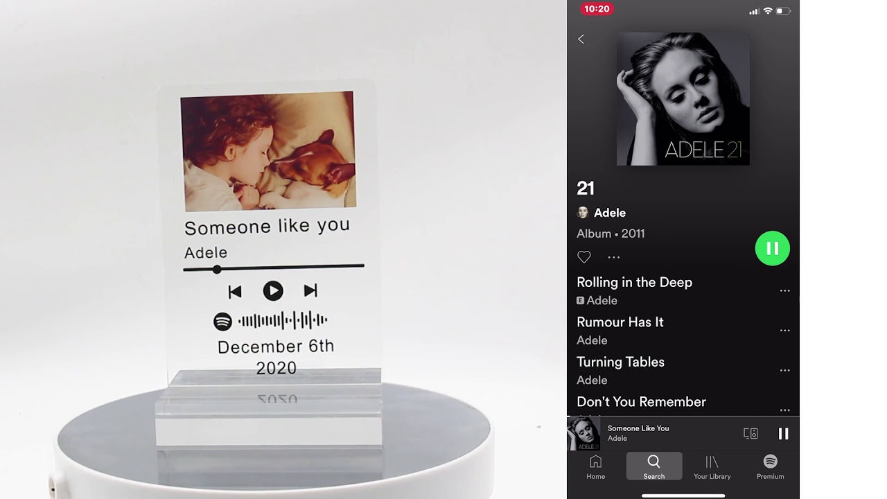 Customized Spotify Glass Custom Album Cover,Photo Engraved Spotify ...