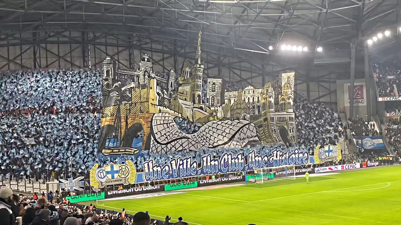 OM - PSG • Tifo absolument SUBLIME avant le coup d’envoi 😍💙 • HD - YouTube
