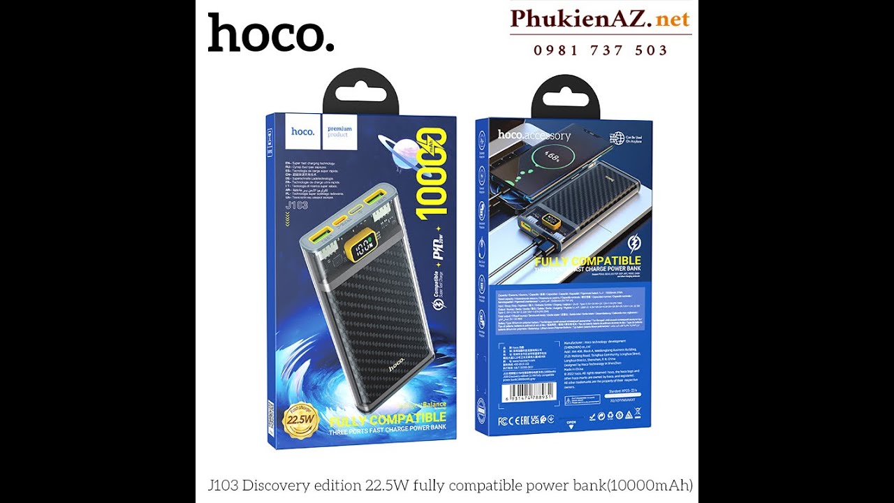 Pin sạc dự phòng J103 Discovery edition 22.5W 10000mAh - YouTube
