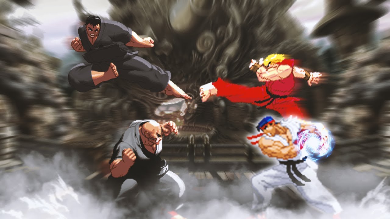 Doppo Orochi & Katsumi Orochi vs Ryu & Ken. Baki the Grappler vs Street ...