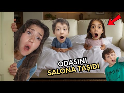 Eylül ve Poyraz Gece Yarısı Annesinden Gizli Odasını Salona Taşıdı!! Salona Dev Yatak Hazırladılar!!