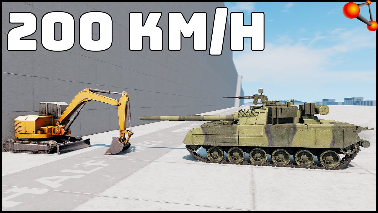 EXCAVATOR vs TANK! 200 Km/H CRASH TEST! - BeamNg Drive - YouTube