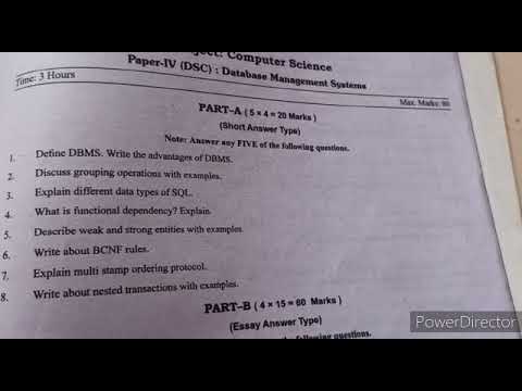 DBMS|data base management system|previous question paper|degree 4 ...
