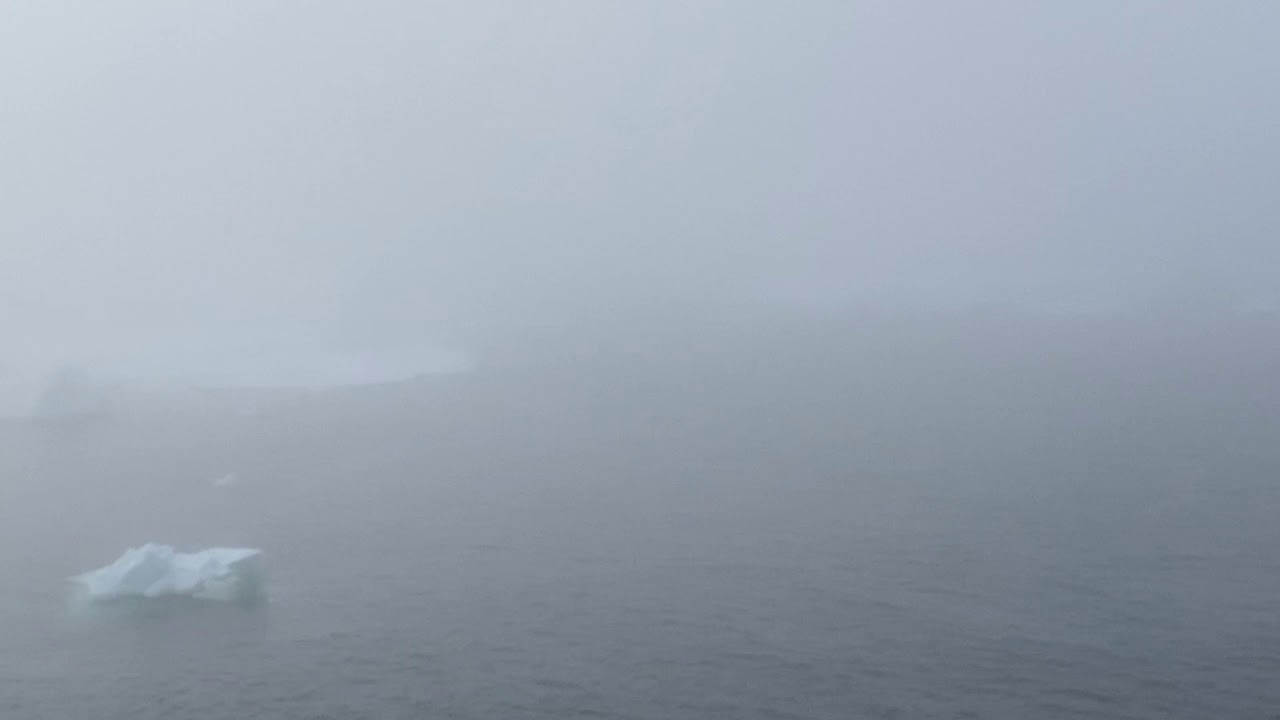 Foggy look at Iceberg A68A and ocean ice - YouTube