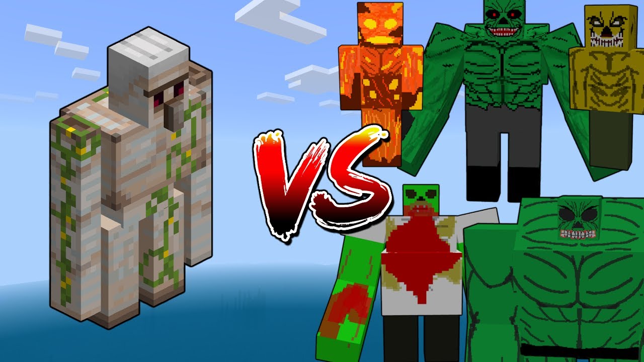 Iron Golem VS ALL Zombies Addon in Minecraft BE/PE - YouTube