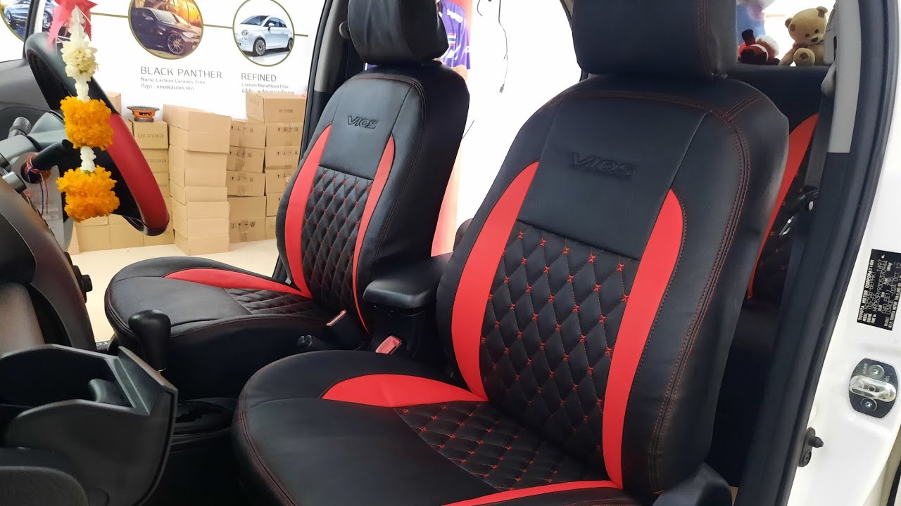หุ้มเบาะ Vios VIP ดำแดง - YouTube