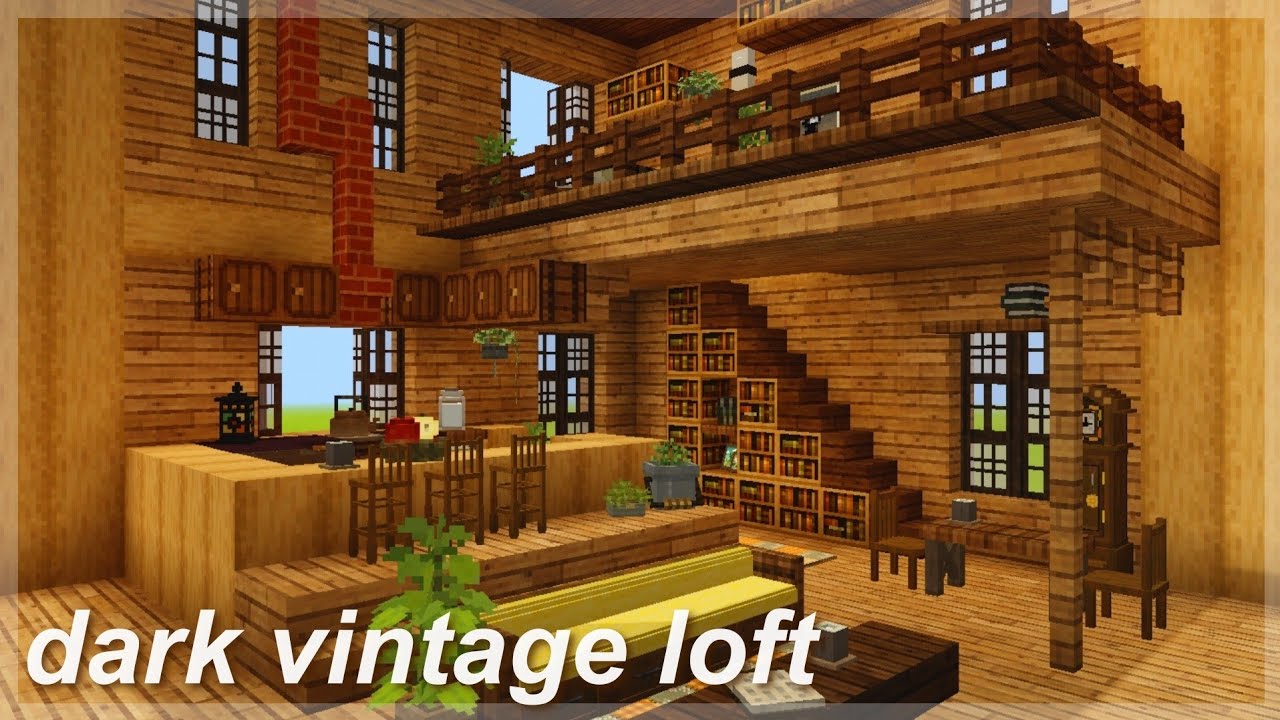 [Minecraft] Dark Vintage loft apartment | 🍂 aesthetic build tutorial ...