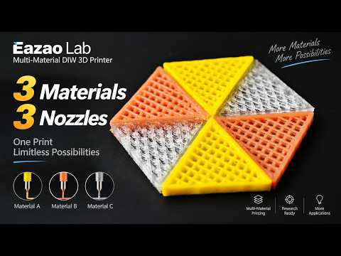 3 Nozzles, 3 Materials, One Print | Eazao Lab Multi-Material DIW 3D Printing
