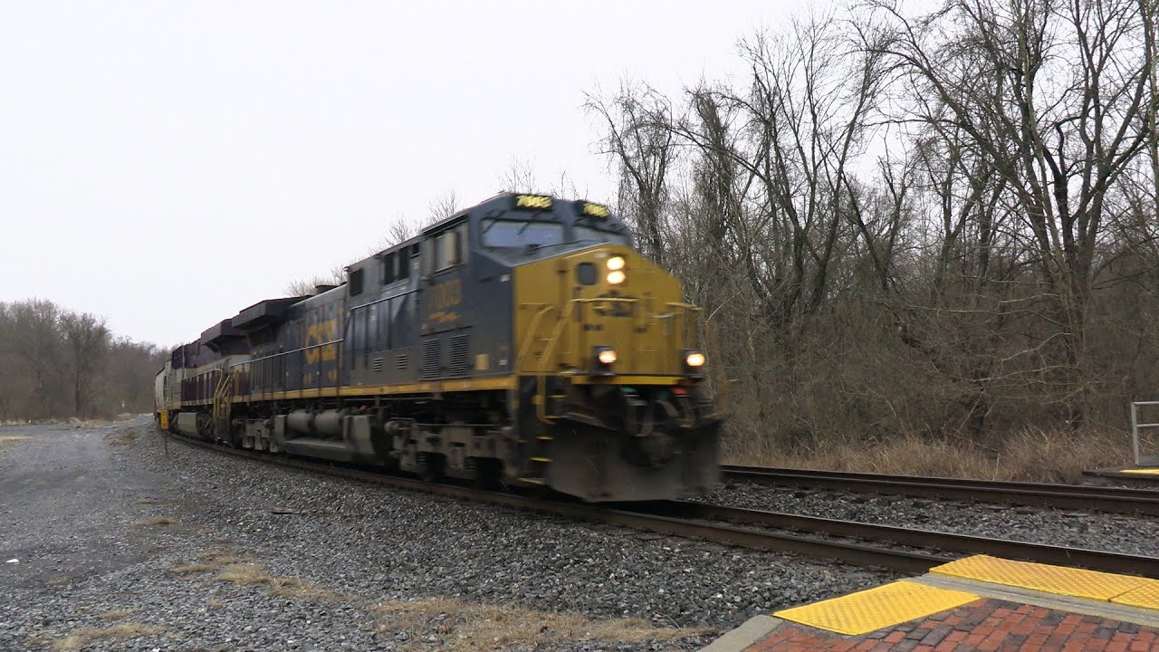 2/15 CSX X808 has the ACL Heritage Unit trailing and Ballast Cars ...
