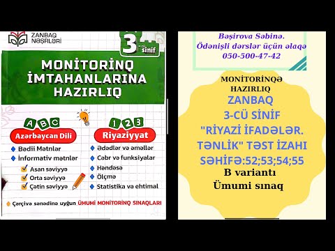 📊 Monitorinqə Hazırlıq | 3-cü sinif Riyaziyyat – Tənliklərin Asan İzahı ✏️🧠