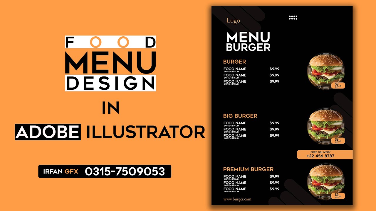 Food Menu Design in Adobe Illustrator - YouTube