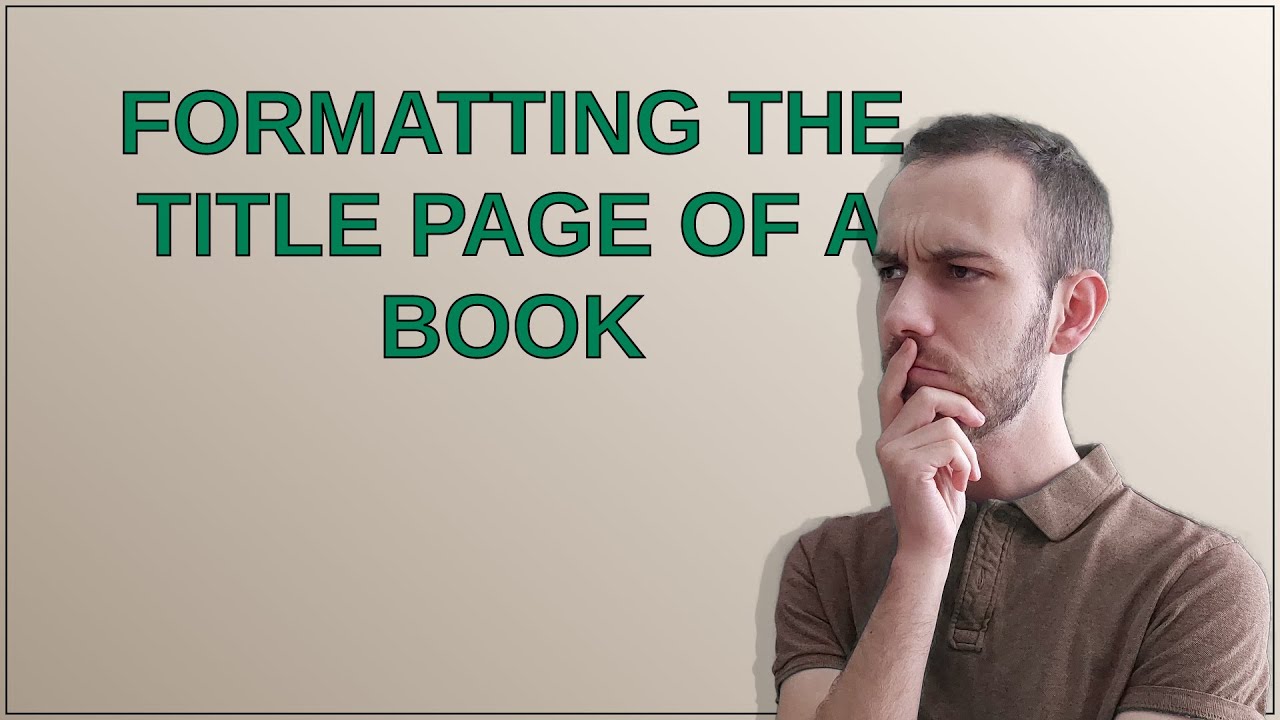 Tex: Formatting the title page of a book - YouTube