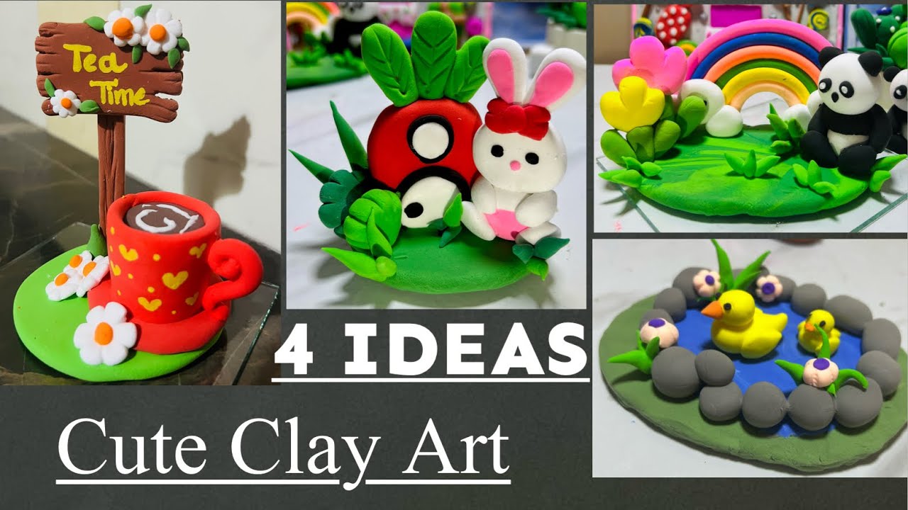 4 IDEAS | Cute Clay Art | Kids Craft Idea | DIY Clay Art For Kids - YouTube