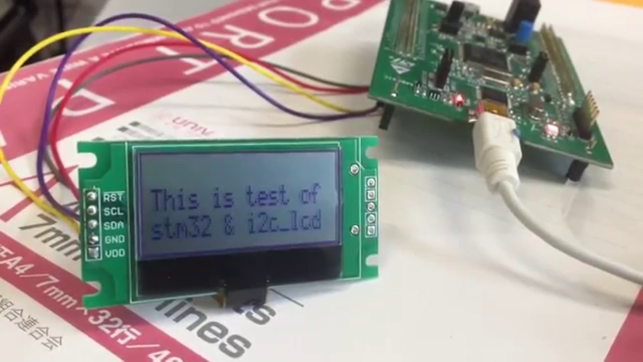 Test of i2c lcd module with stm32f4 - discovery board - YouTube