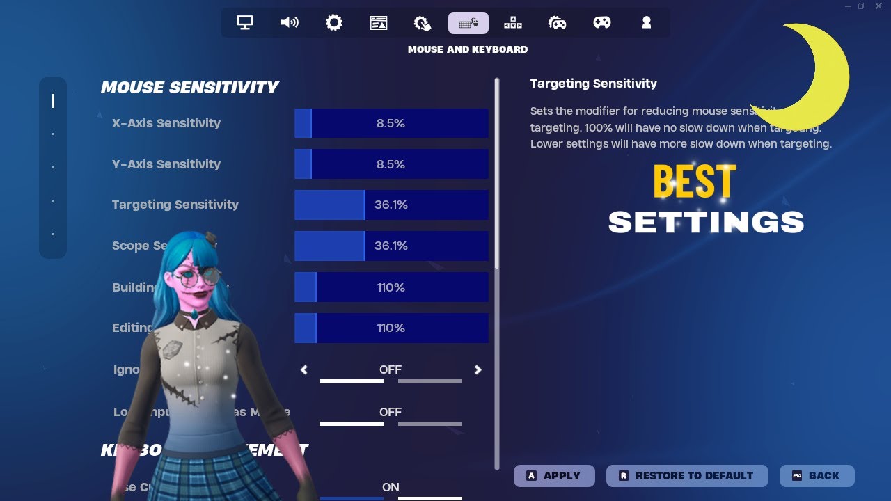 Fortnite the best Kbm settings (pc ps5 xbox) - YouTube