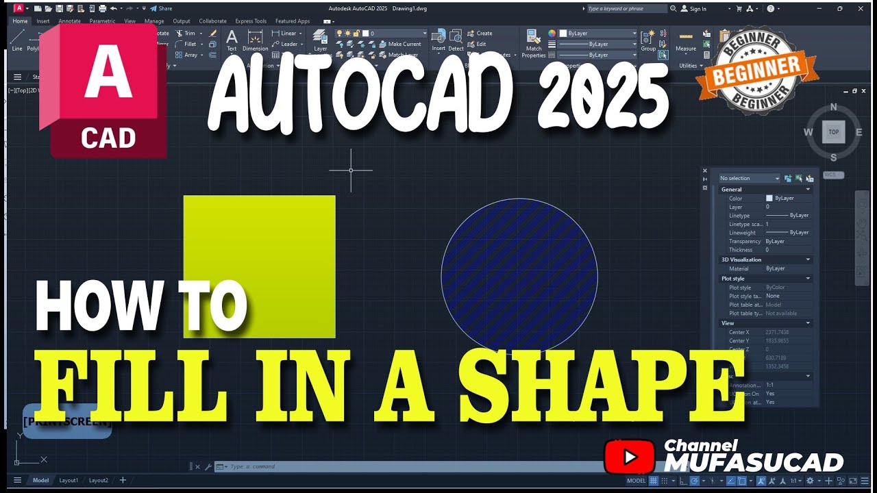 AutoCAD 2025 How To Fill In A Shape - YouTube