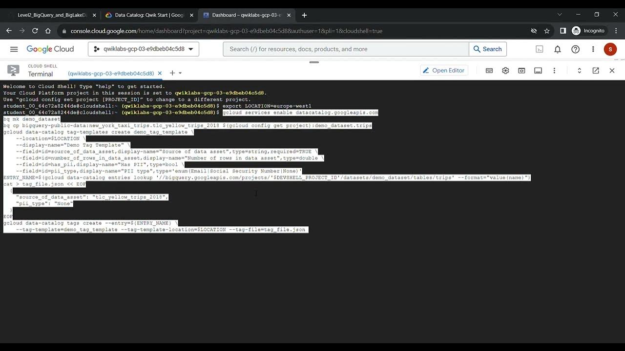 Data Catalog Qwik Start || Google Cloud Skills Boost || Arcade Sept level 2 - YouTube
