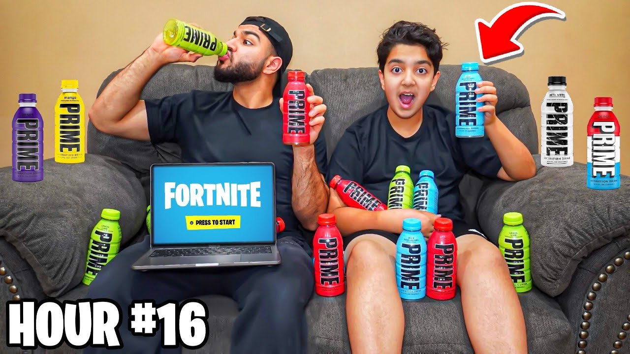 Last To Stop Drinking PRIME Wins V-Bucks (FORTNITE CHALLENGE VS LITTLE ...