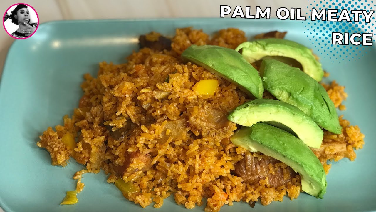 How To Make A QUICK, EASY Palm Oil Meaty Rice Recipe | #ghanafoods #shortvideo - YouTube