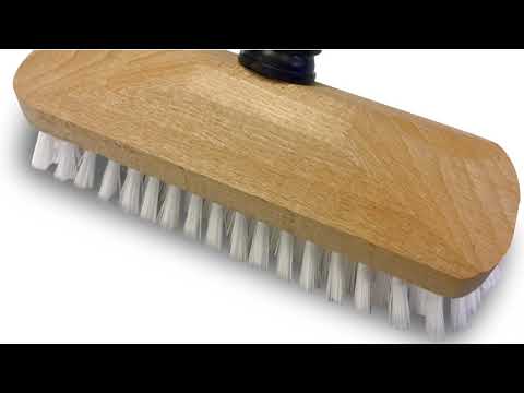 Balai brosse lave-pont 22 cm en PPL blanc | Monture bois | Pour laver, récurer les ponts