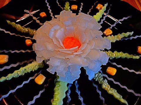 HOW TO MAKE RADISH FLOWER - RADISH GARNISH & CARROT CARVING - RADISH ...