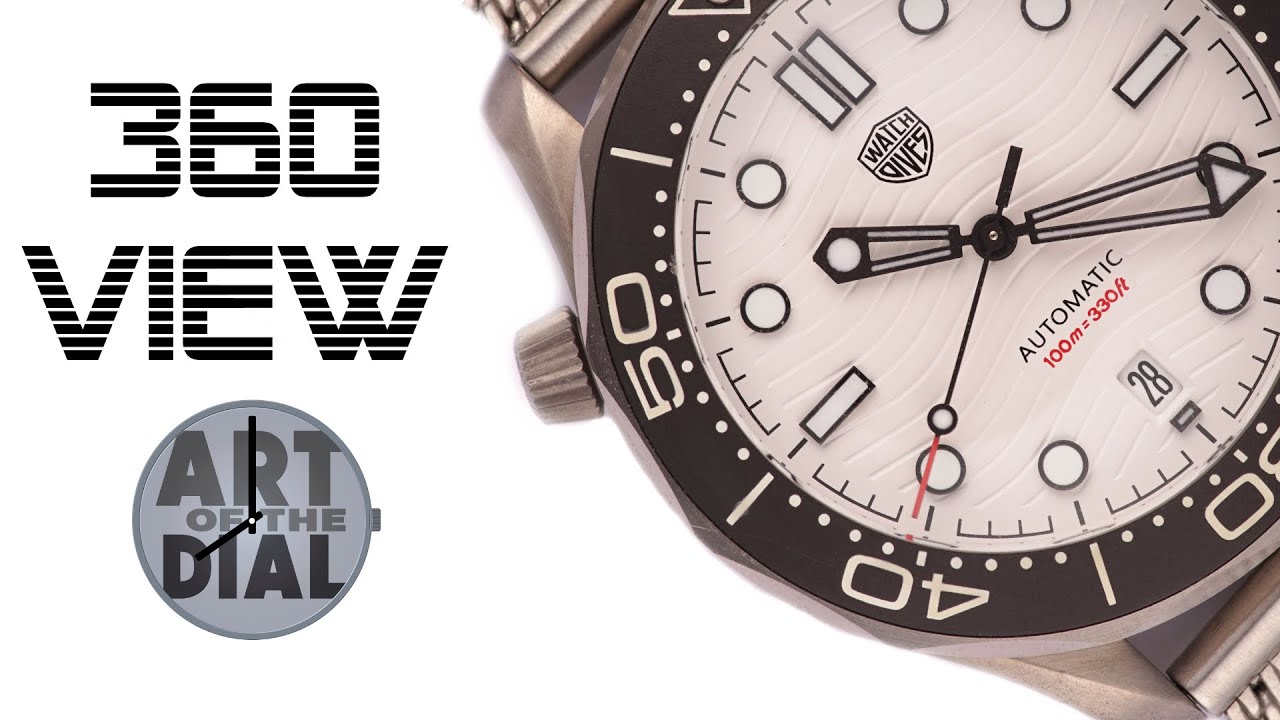 Watchdives WD007 Titanium NTTD Dive Watch White 360 view - YouTube