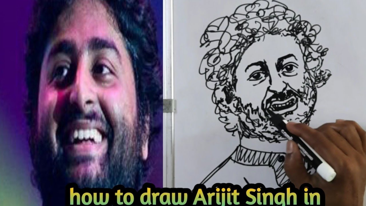 how to draw Arijit Singh in board marker... - YouTube