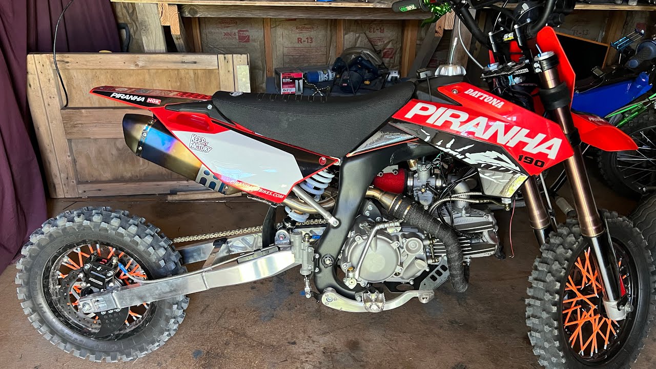 Extended swingarm turning radius on the piranha Daytona 190 4v - YouTube