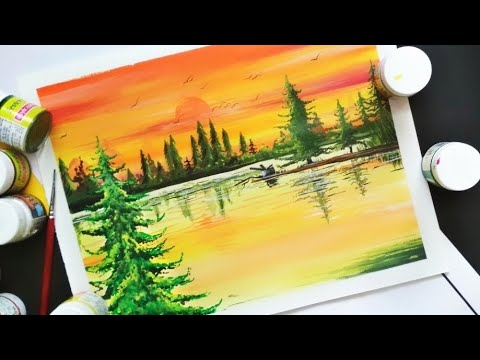 #8 Learn how to draw landscape using Acrylic /Acrylic painting /Easy ...